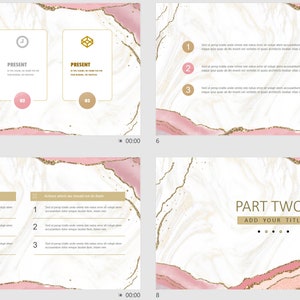 Pink and Gold Marble Business Powerpoint Template | Gold Power Point ...