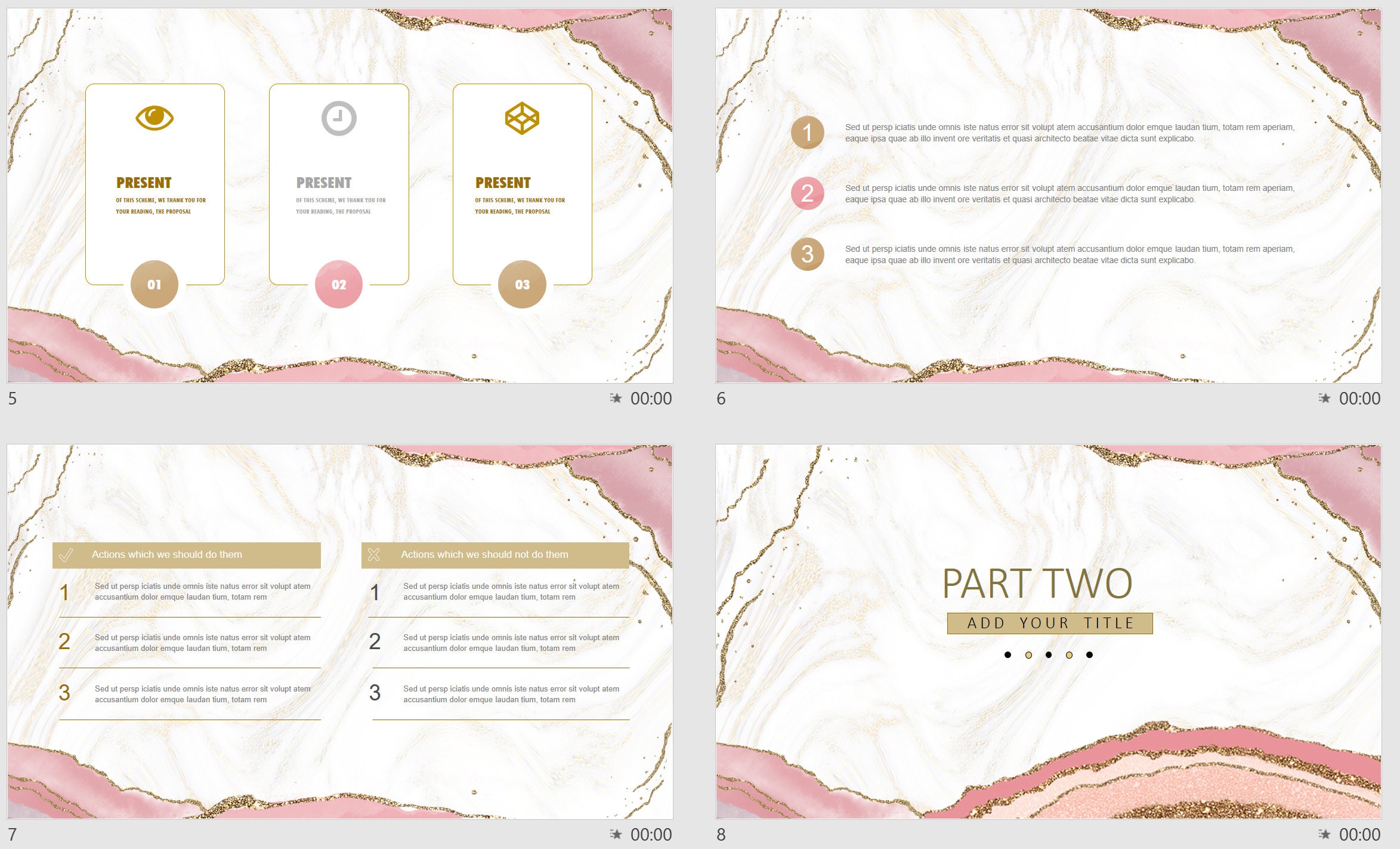 Pink and Gold Marble Business Powerpoint Template Gold Power Point ...