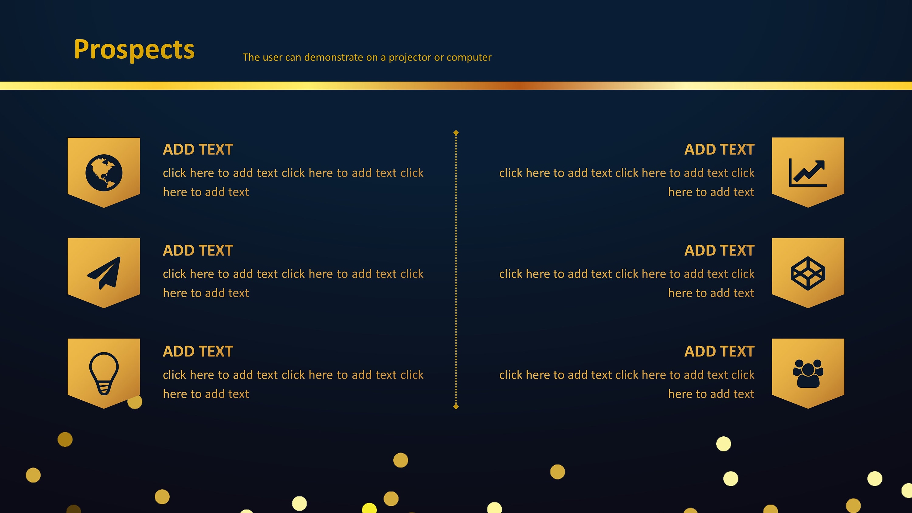 Elegant Blue and Gold Powerpoint Template, Dark Powerpoint, Business ...