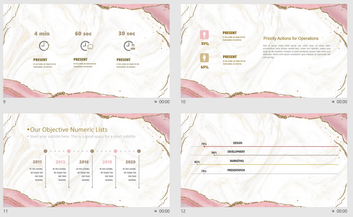 Pink and Gold Marble Business Powerpoint Template Gold Power Point ...