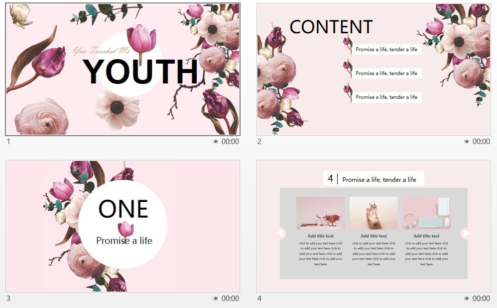 Pink Modern Floral Powerpoint Template Modern Purple Black Powerpoint ...