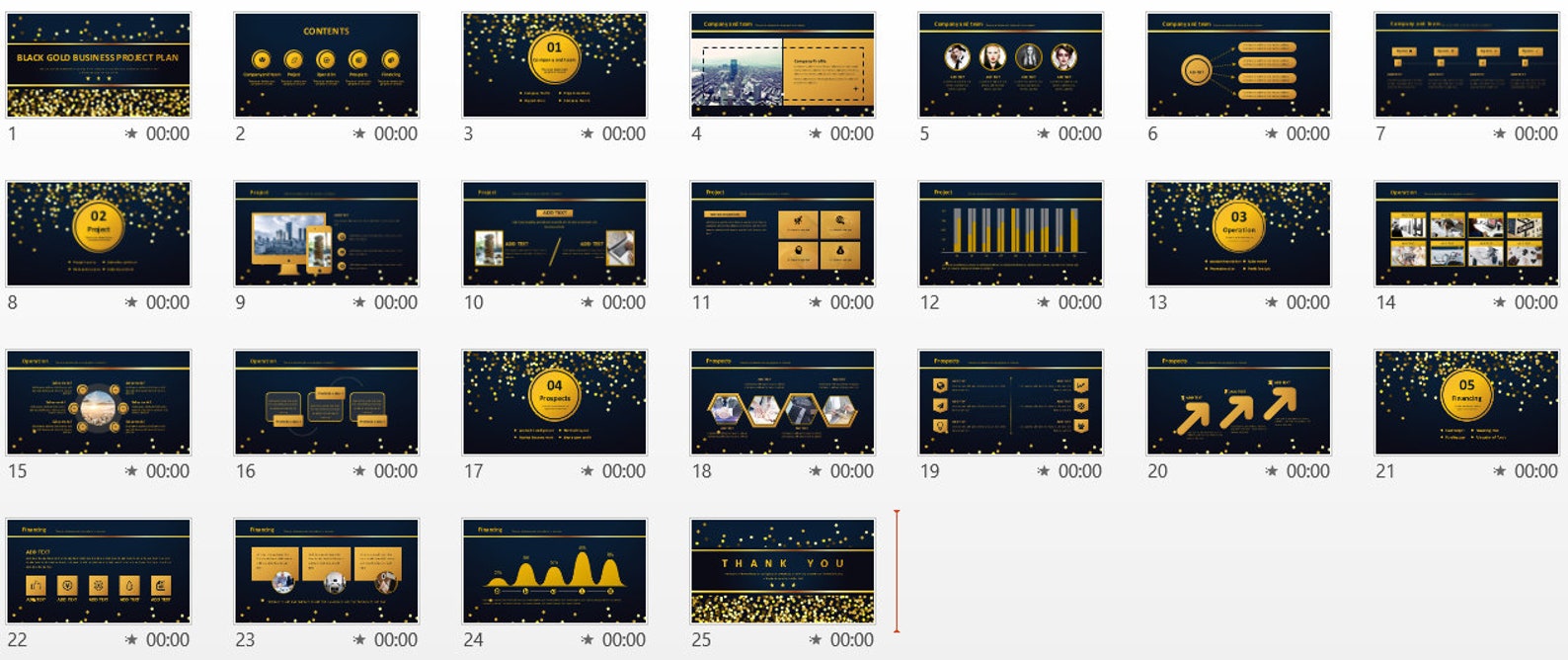 Elegant Blue and Gold Powerpoint Template, Dark Powerpoint, Business ...