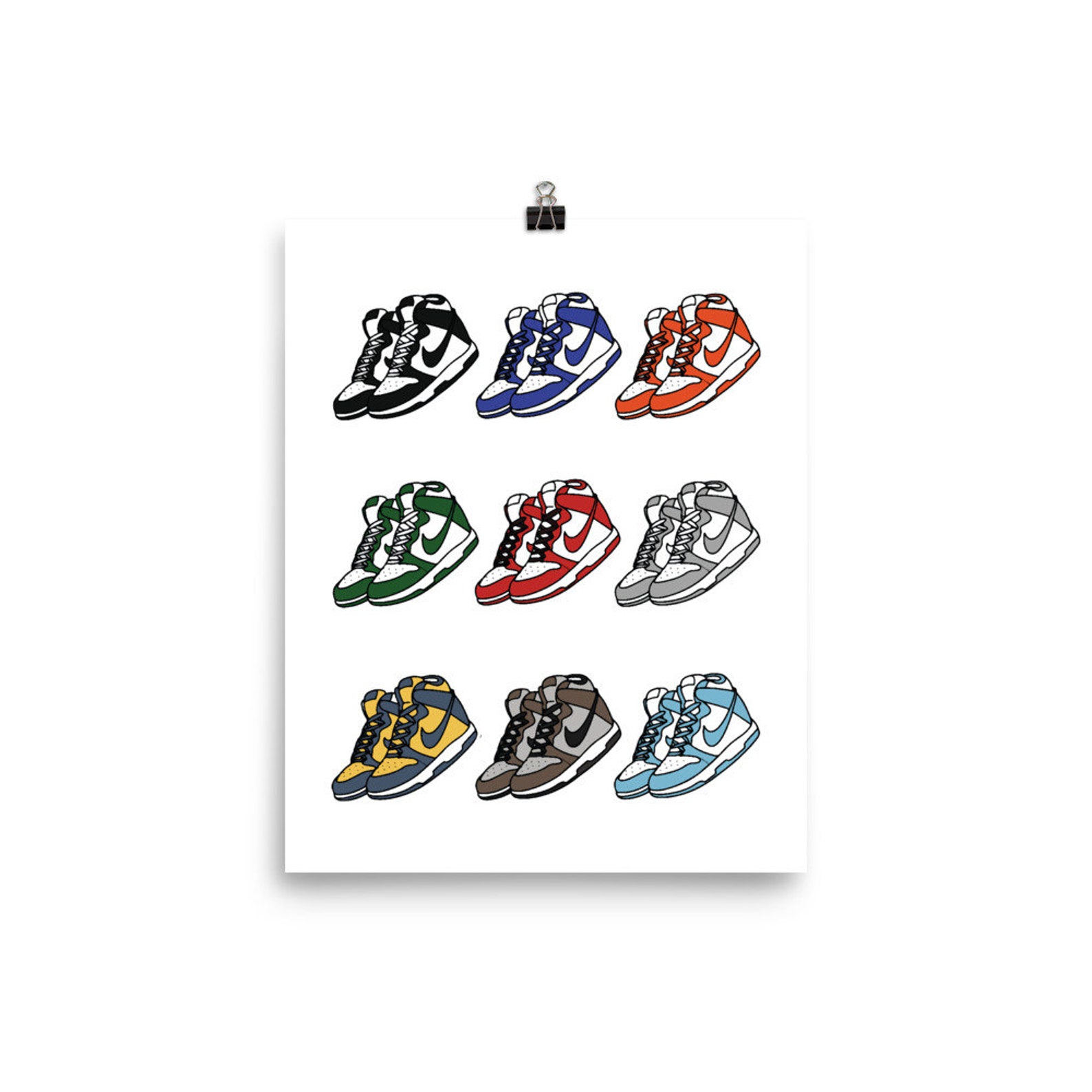 Nike Dunk-high Collection Poster | Sneakerhead Art | Nike SB Dunk Shoes ...