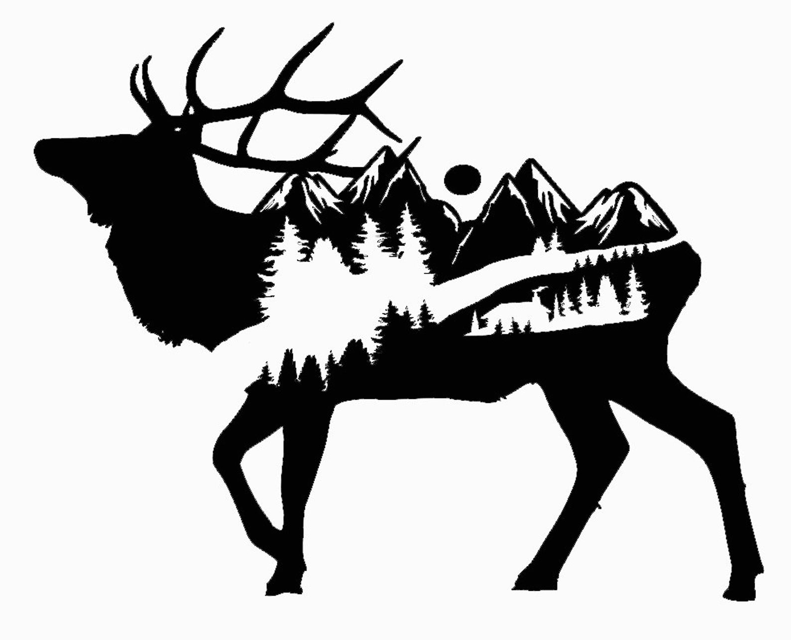 Elk With Mountains Decal Mountain Stickers Elk Decal - Etsy