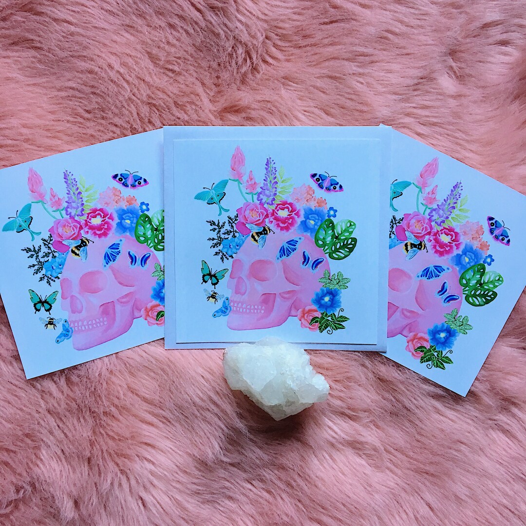 Floral Skull Card - Etsy