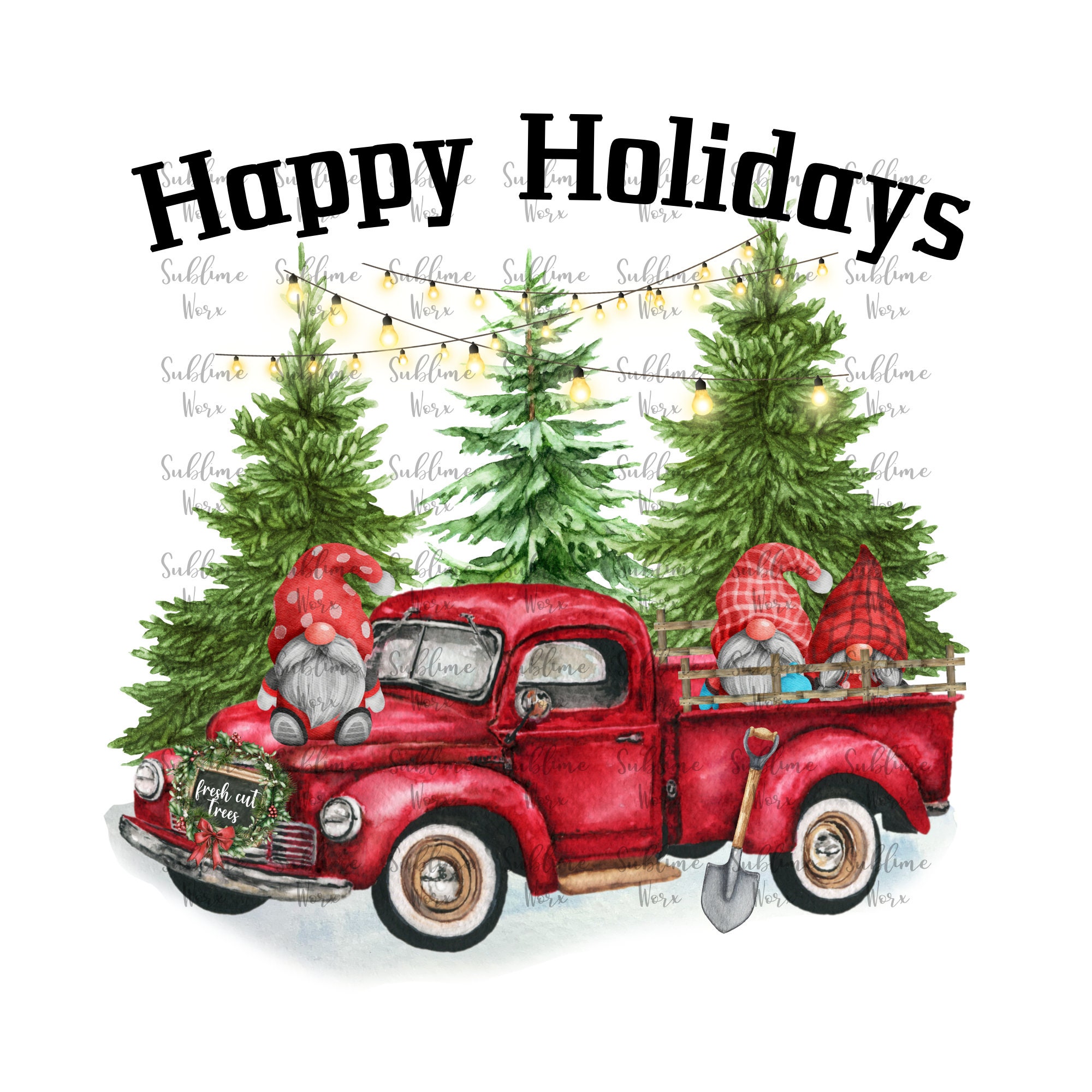 Christmas Gnome/png/happy Holidays Digital/red Truck Design/sublimation ...