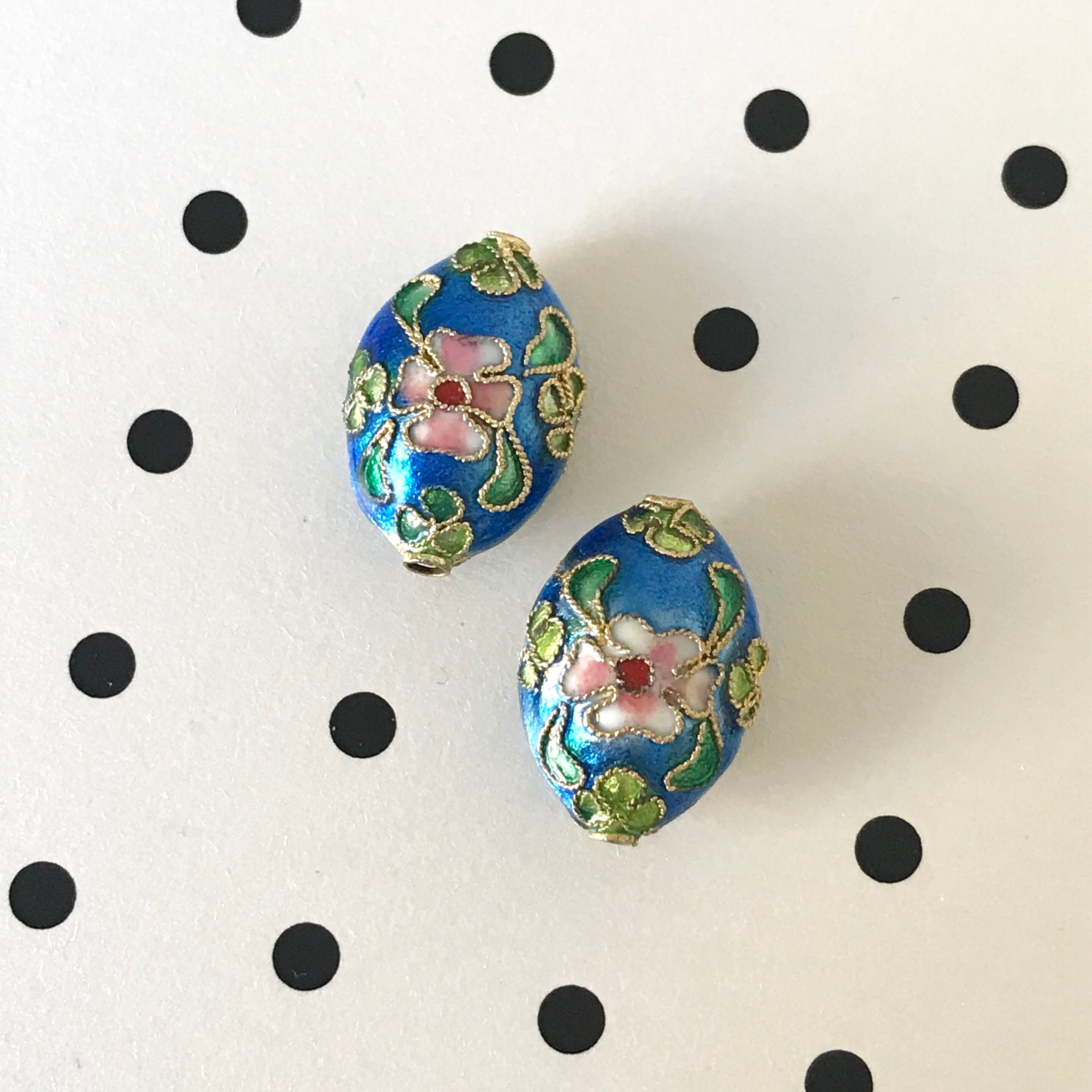 Vintage Cloisonné Pendant Bead Rare Blue & Gold 1960s | Etsy Australia