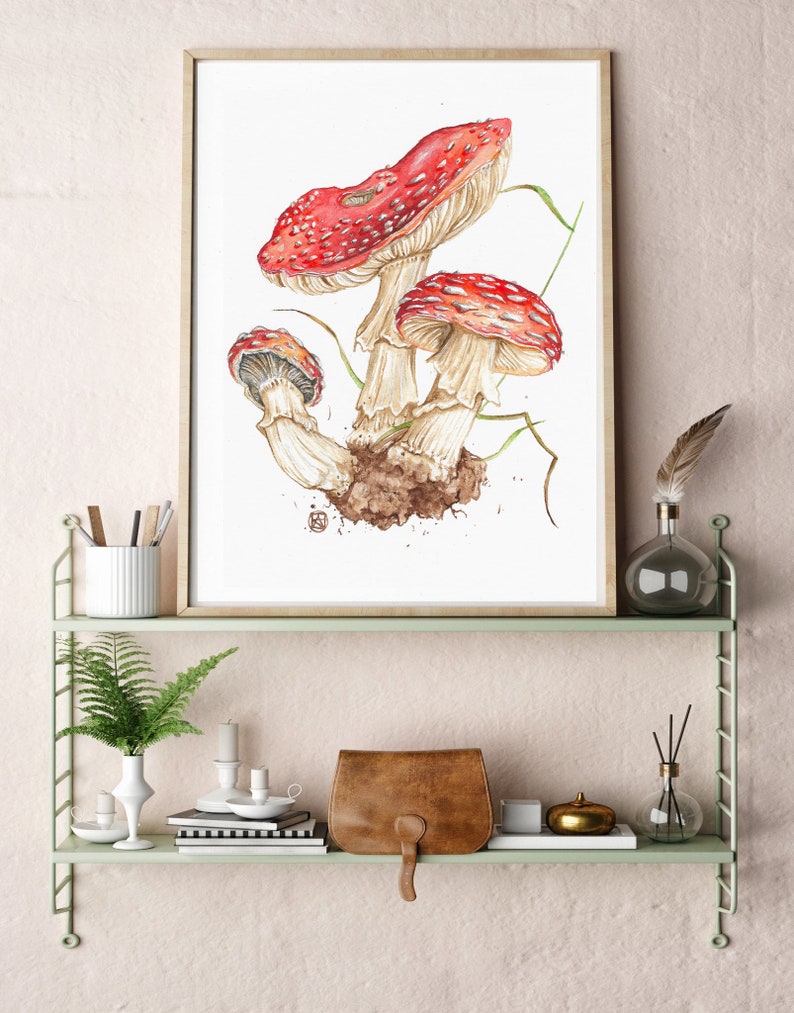 Red Mushrooms - Fly Agaric Fungi, Digital Download, Printable Wall Art ...