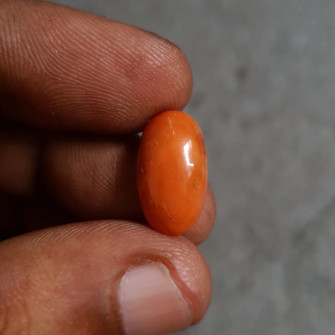 Undyed Cabochon Fresh Coral Polished Vintage Oval Shape-italian Orange ...