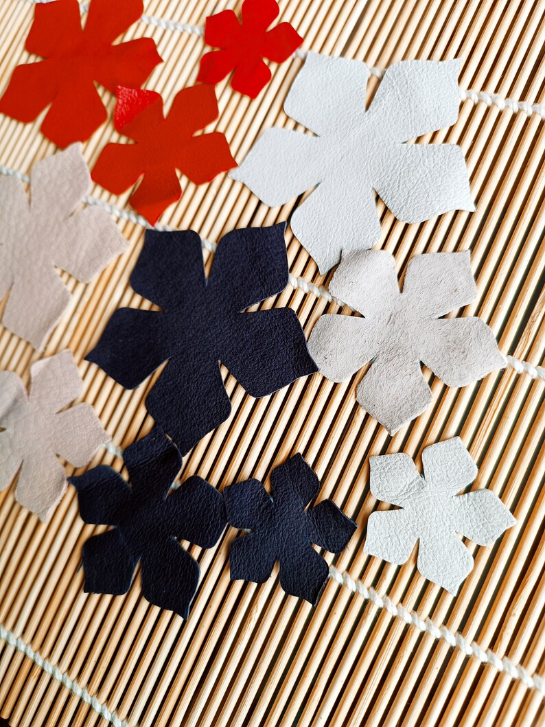Flower Shape Leather Pieces Mix Colors, Leathers Flowers for Crafting ...