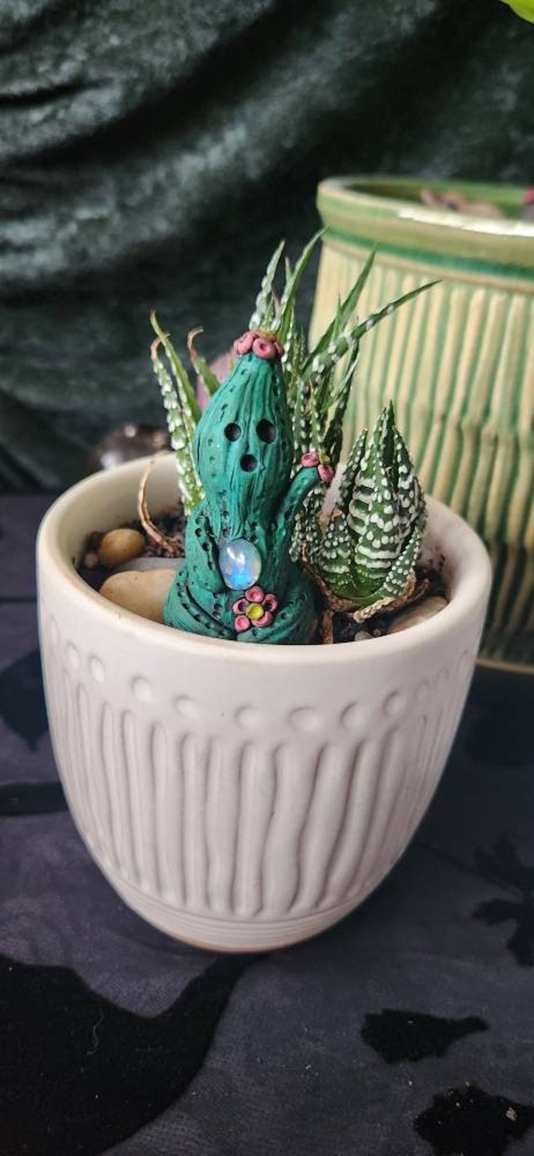 Cactus Garden Spirit Plant Stake With Rainbow Moonstone - Etsy