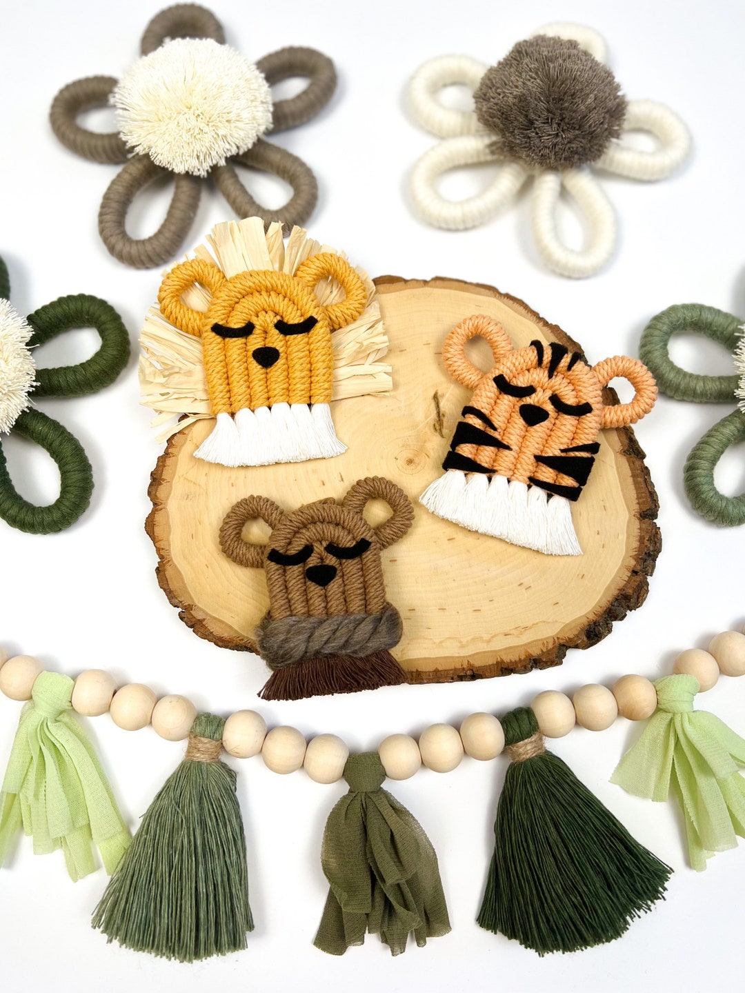 Safari Animal Nursery, Macramé Animals, Safari Baby Shower, Animal Head ...