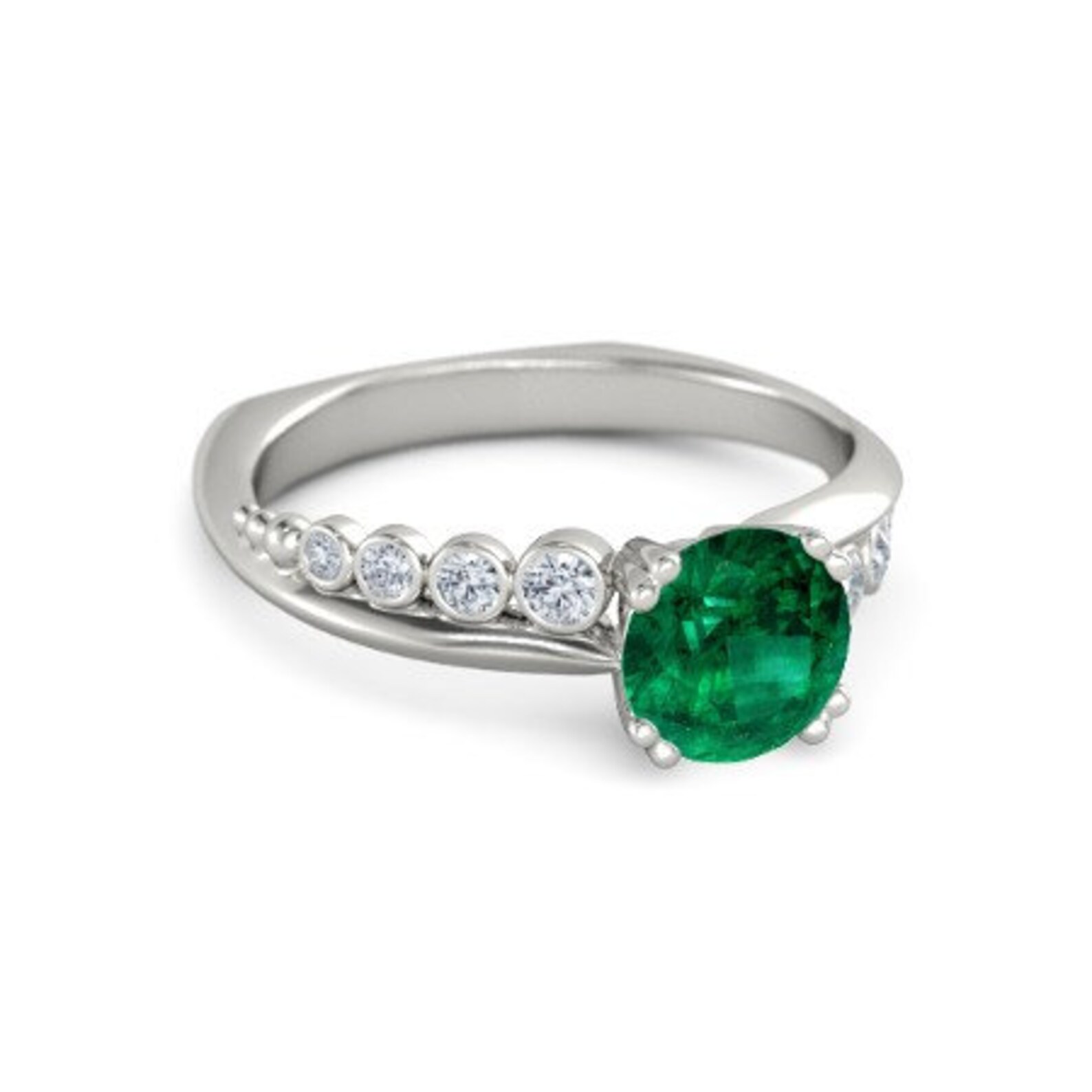 Round Shape Natural Emerald Engagement Ring / 18k Solid Gold - Etsy