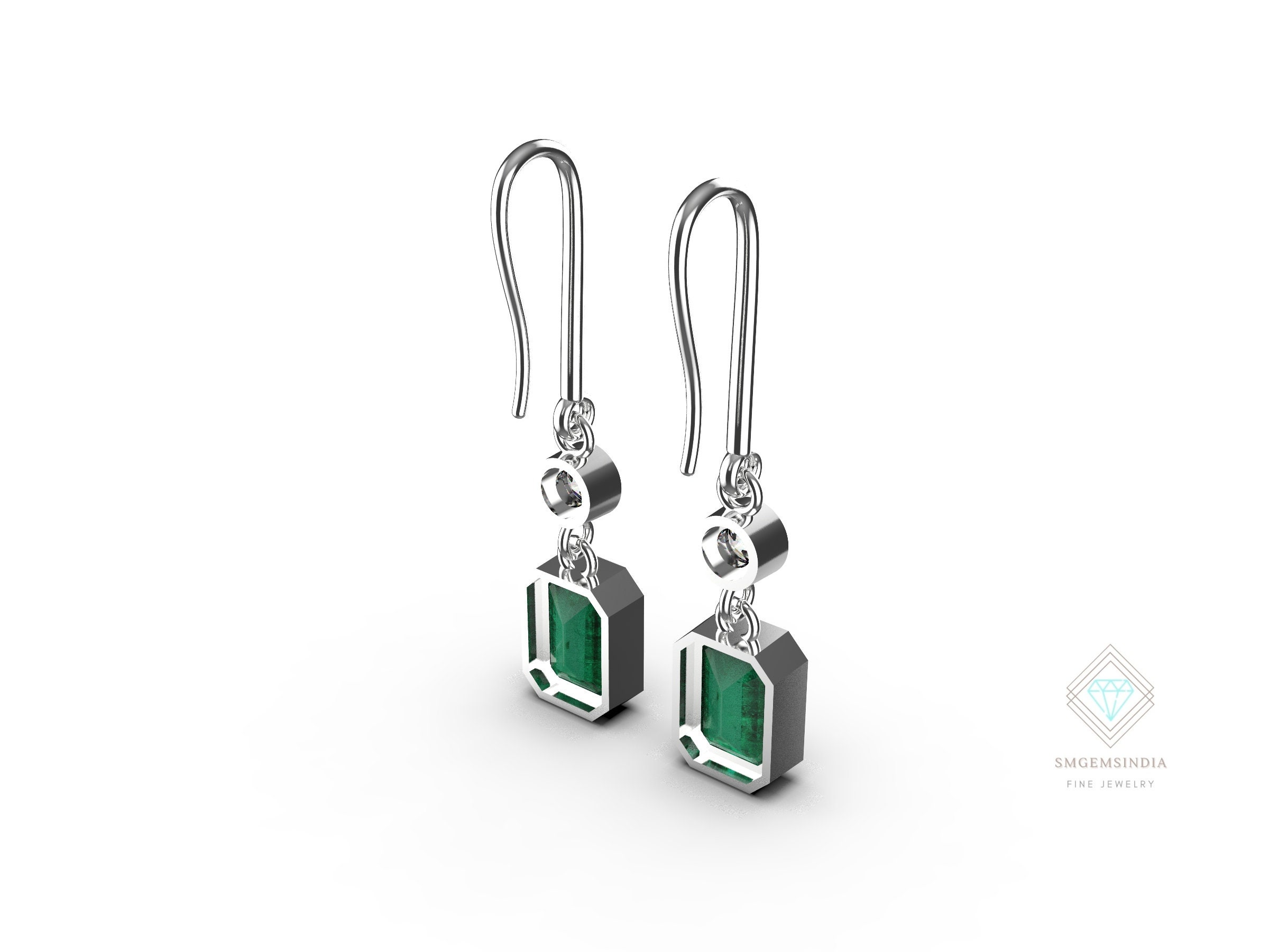 Emerald Cut Dangle Earrings for Women and Girls / 14K Gold | Etsy