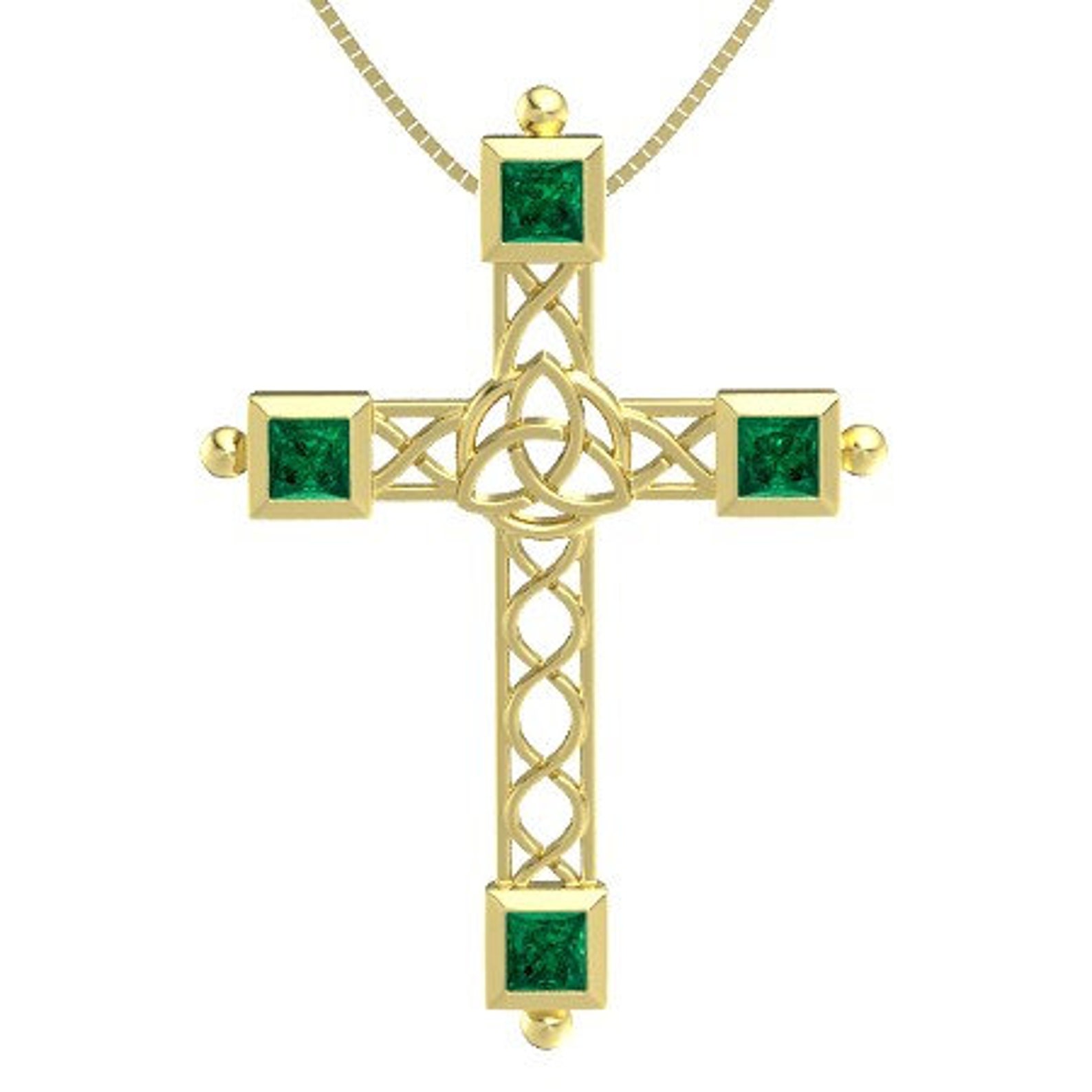 Cross Natural Emerald Pendant In 18k Solid Gold Natural Etsy