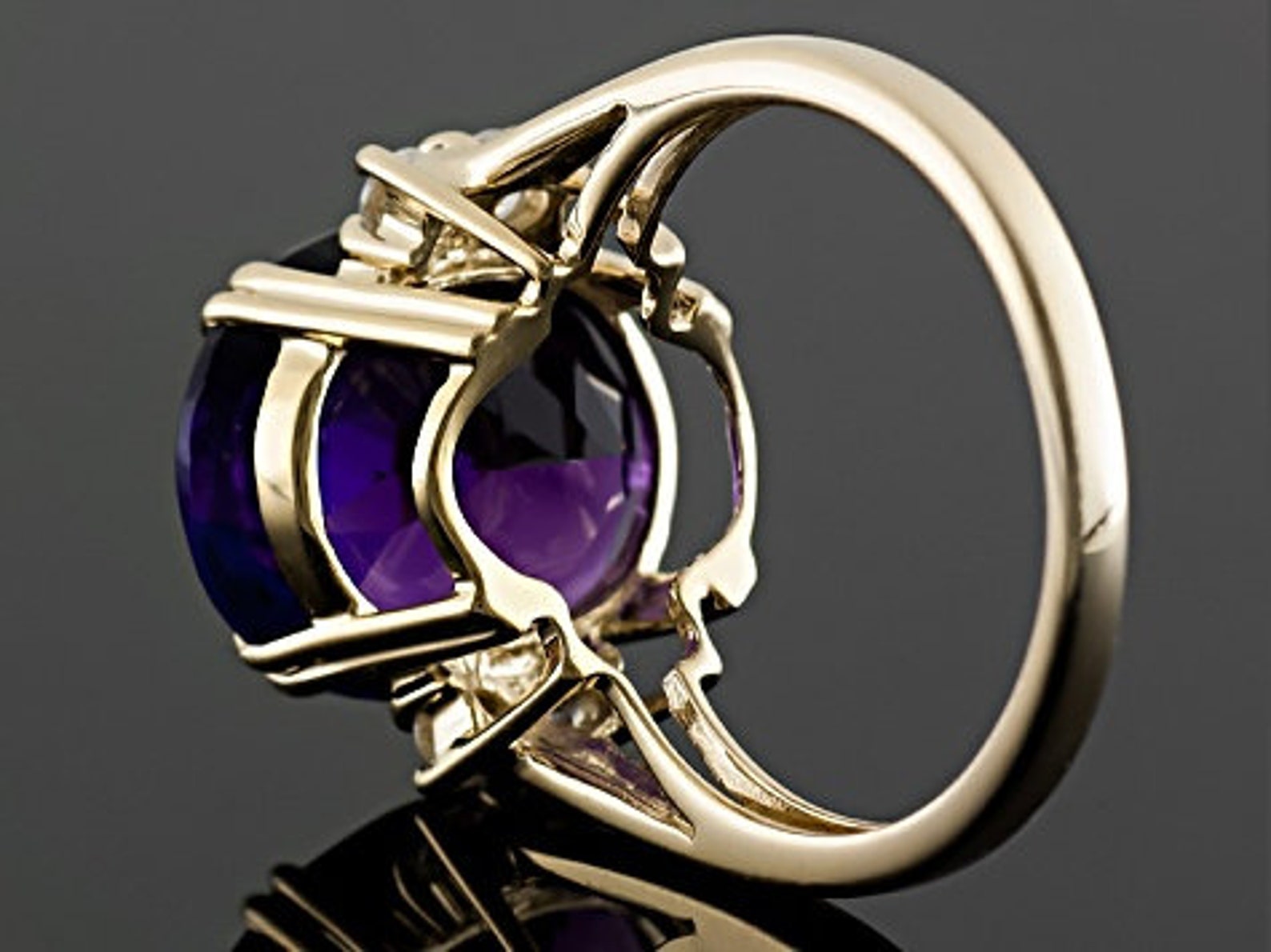 Purple Amethyst and Diamond Ring in 14k Gold for Womans / 5.90 - Etsy
