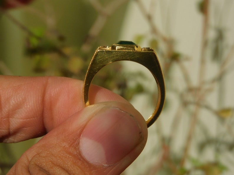 Mens Natural Emerald 18k Solid Gold Ring / Emerald and Diamond | Etsy