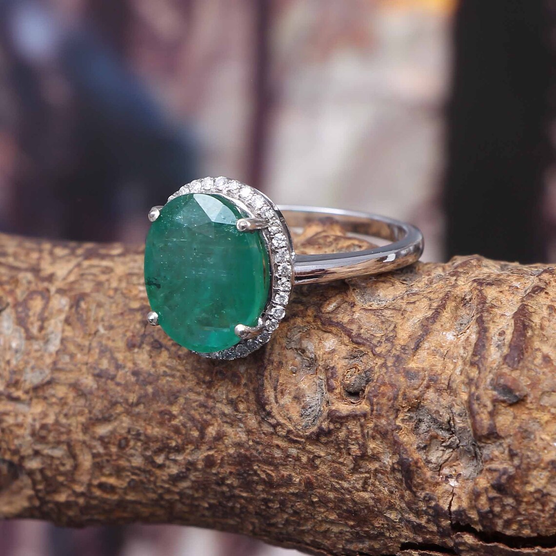Natural Oval Emerald Ring Emerald Engagement Ring / Gold - Etsy