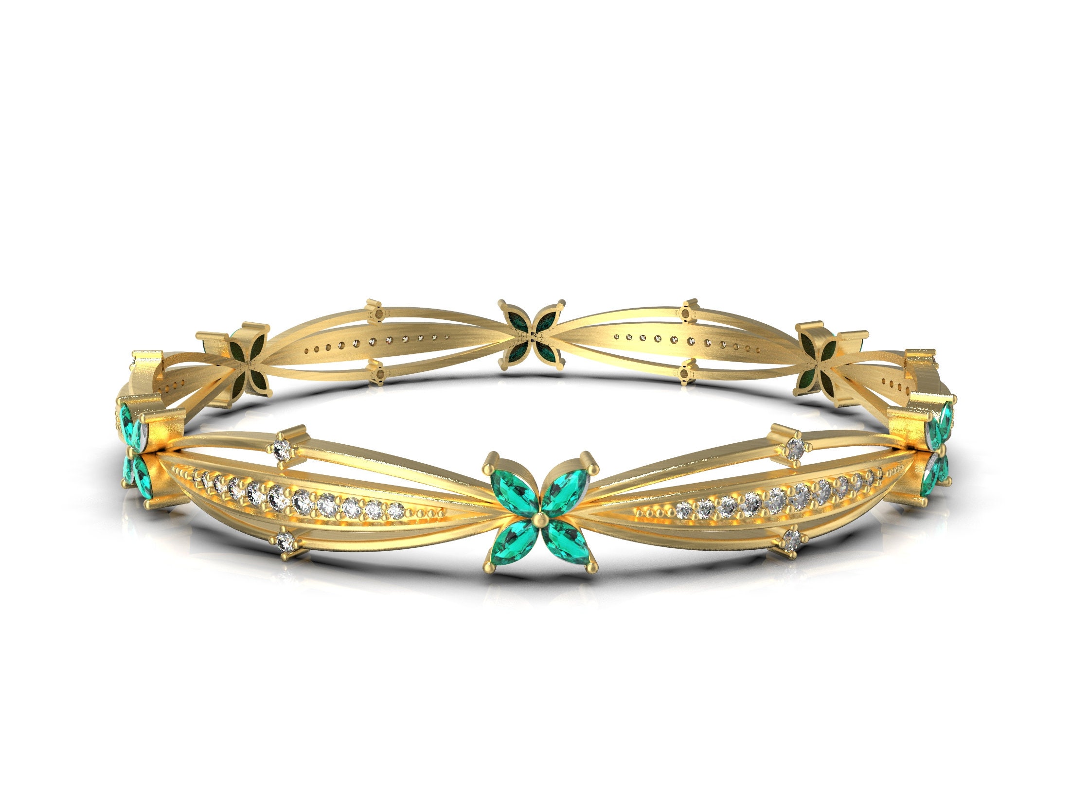 Marquise Raw Emerald Bangle for Women and Girls in 14k Solid - Etsy