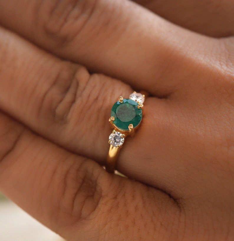 Promise Emerald Ring / Australian Diamonds Ring in 14k Solid - Etsy