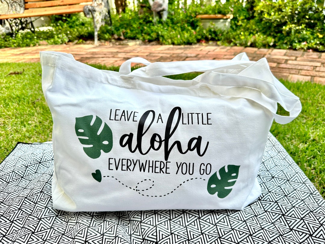 Aloha Bag. Aloha Tote Bag. White Cotton Canvas Tote Bag - Leave a ...