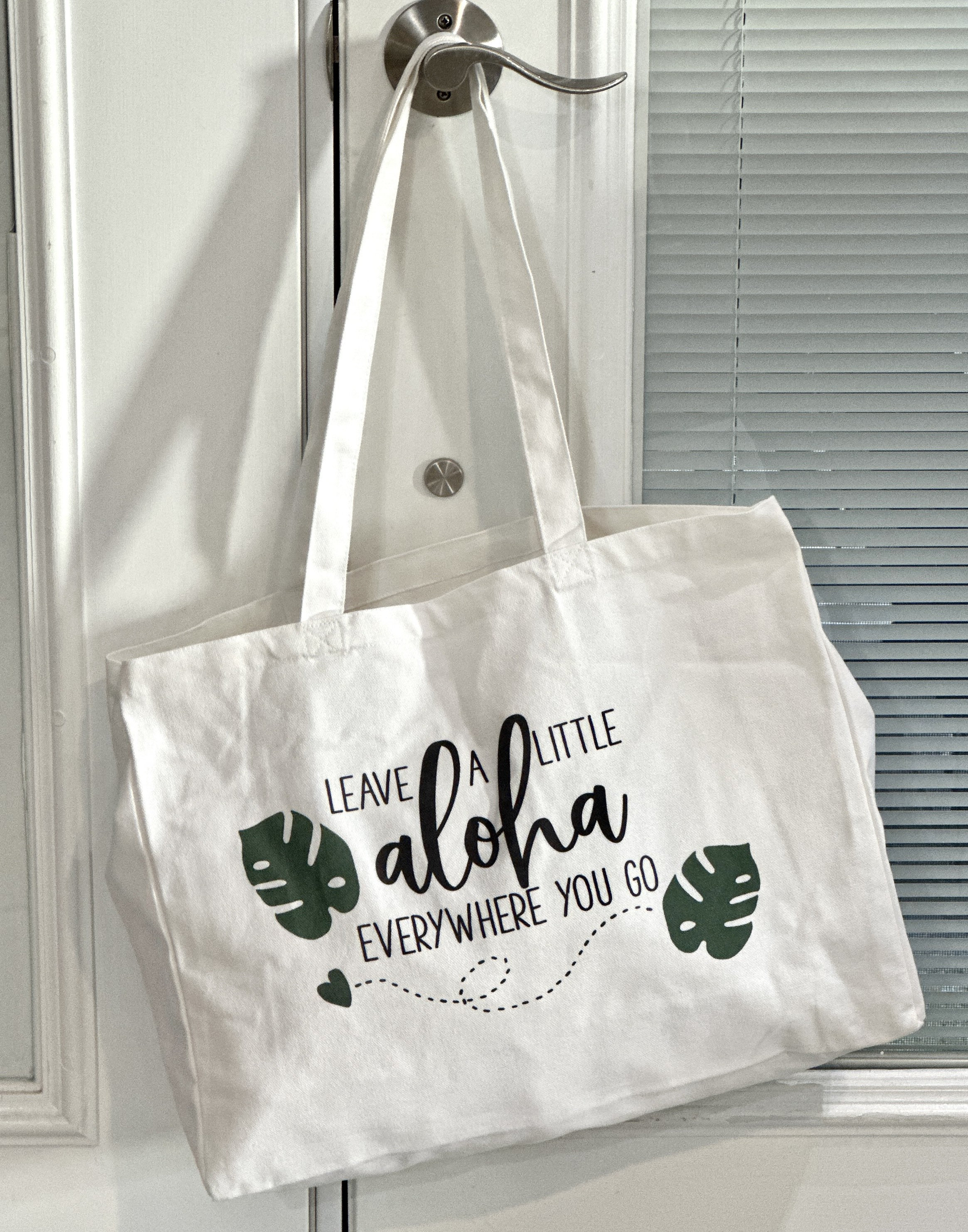 Aloha Bag. Aloha Tote Bag. White Cotton Canvas Tote Bag - Leave a ...