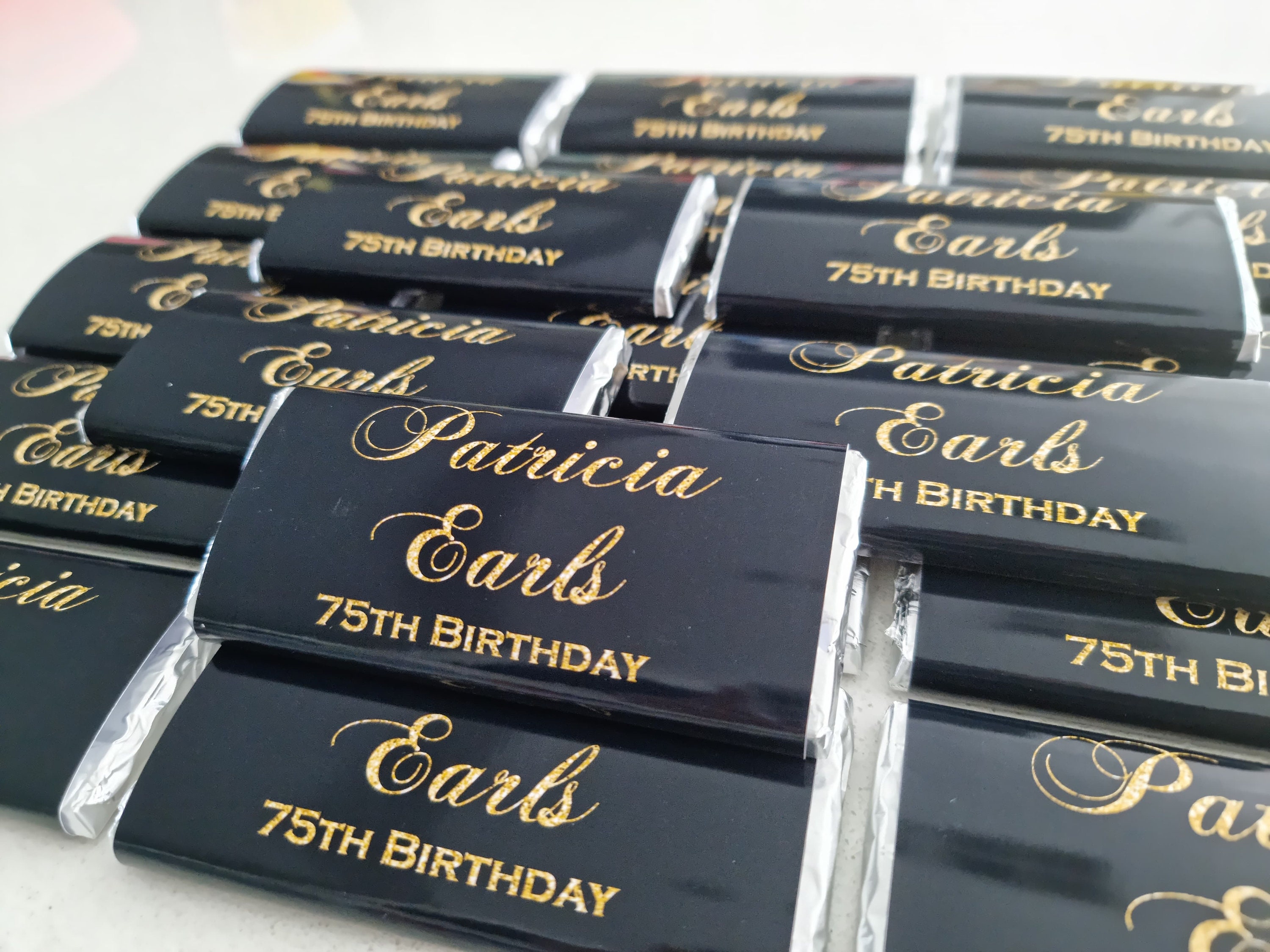 Personalised Chocolate Bars Featuring Gold Glitter Writing - Etsy Australia