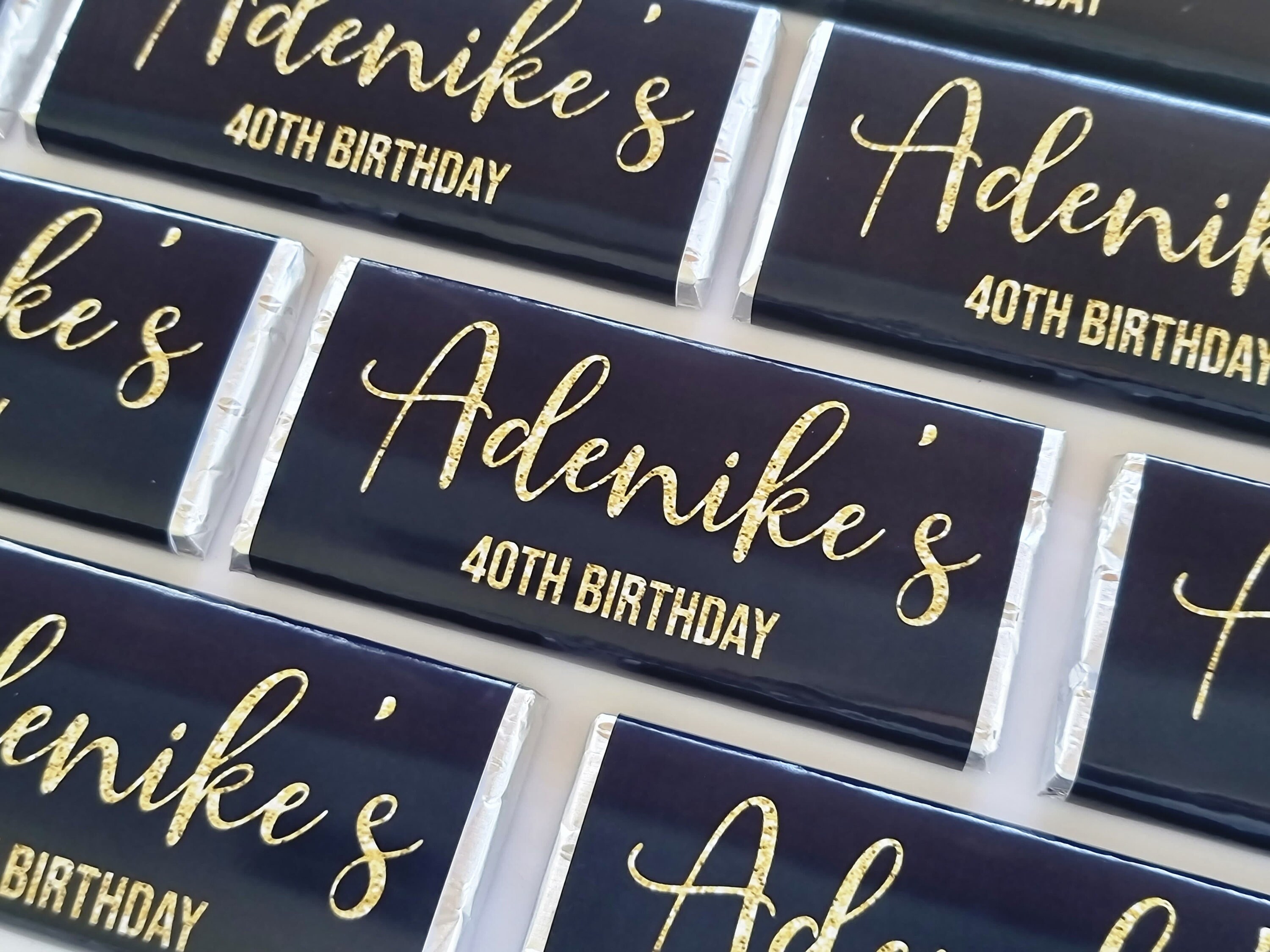 Personalised Chocolate Bars Featuring Gold Glitter Writing - Etsy Australia