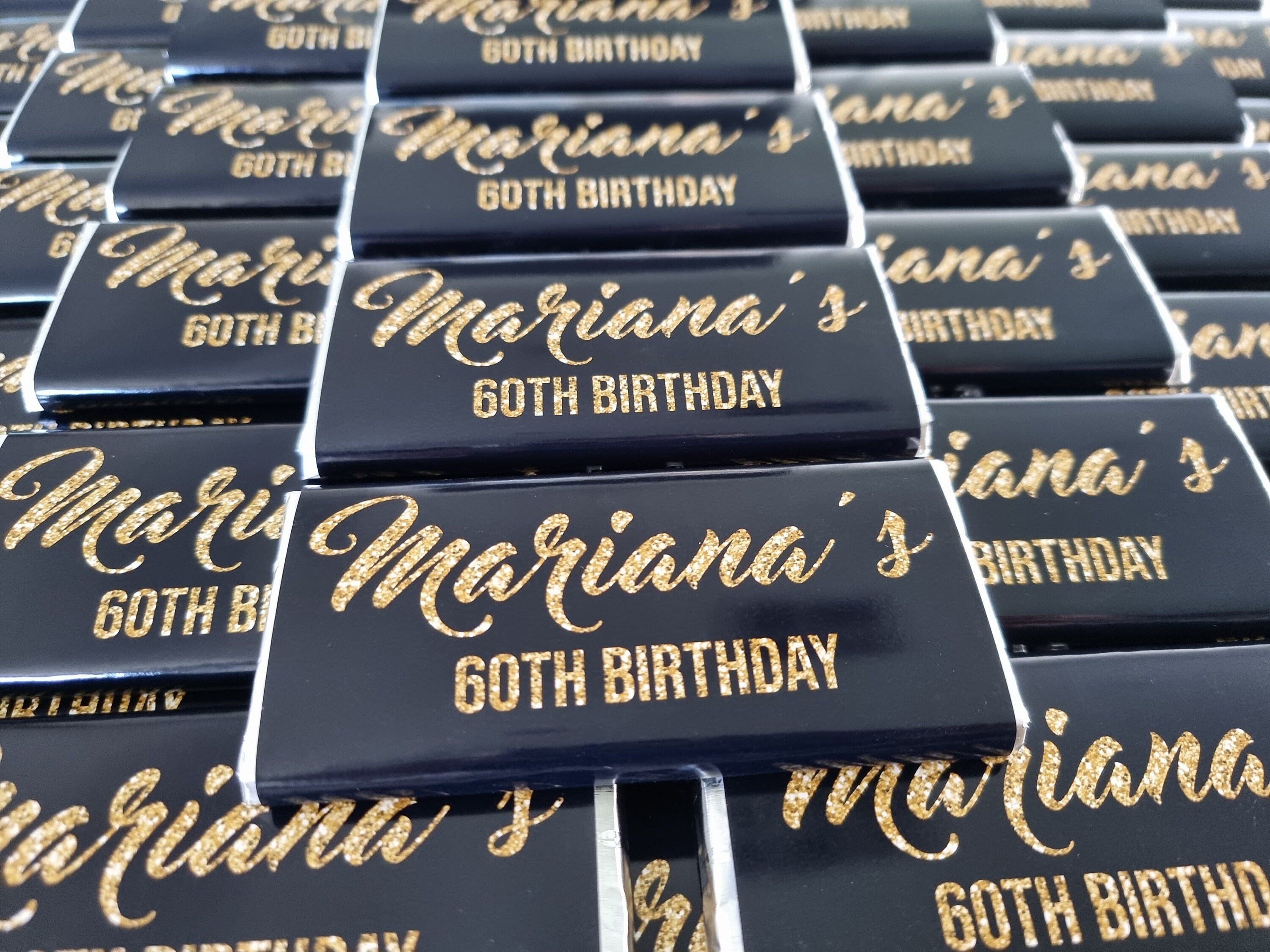 Personalised Chocolate Bars Featuring Gold Glitter Writing - Etsy Australia