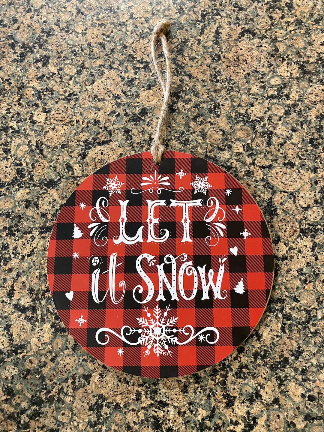 Let It Snow Sign, Christmas Sign, Winter Sign, Wreath Sign, Plaid Sign ...