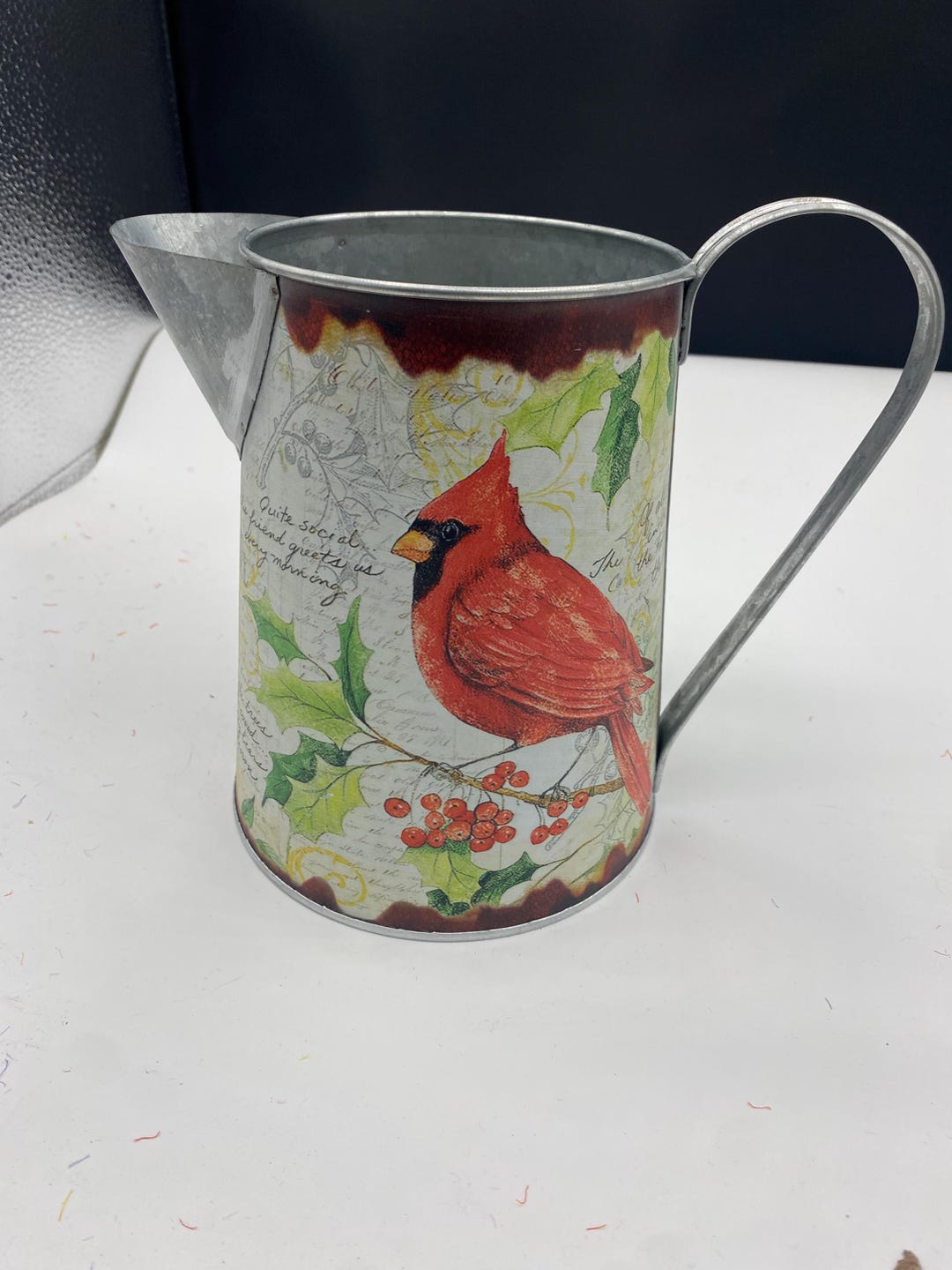 Pitcher W/PVC Liner Red Bird Design 4.2x7.8x6.25" - CM1061 - Etsy
