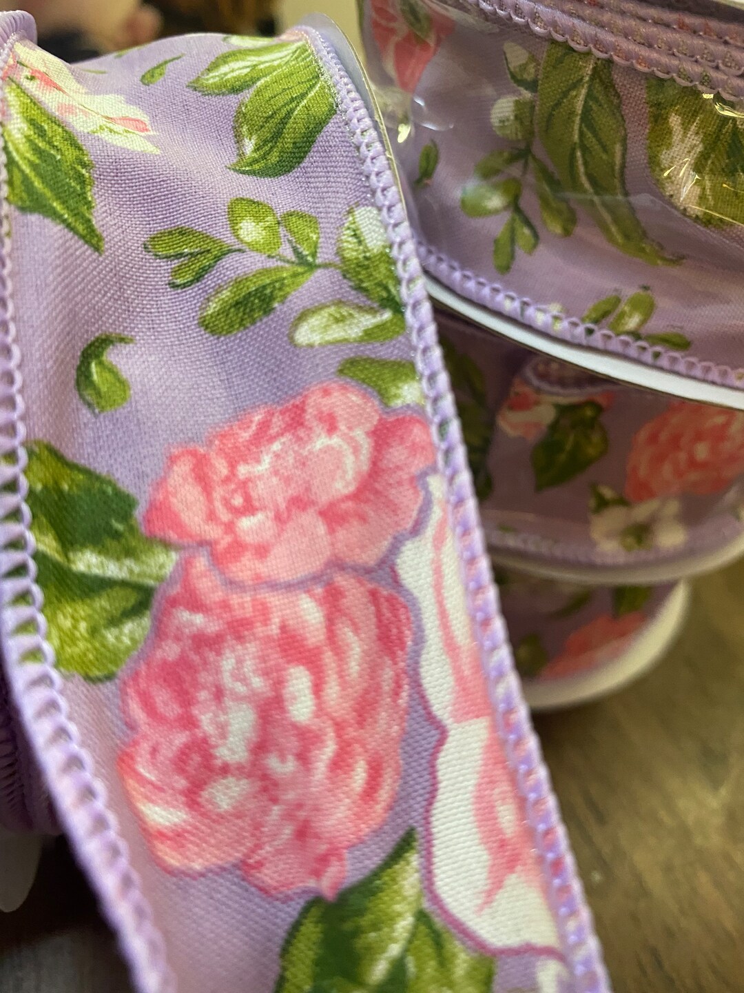 1.5”x10yd Wired Purple Floral Ribbon TR79609-C3 - Etsy