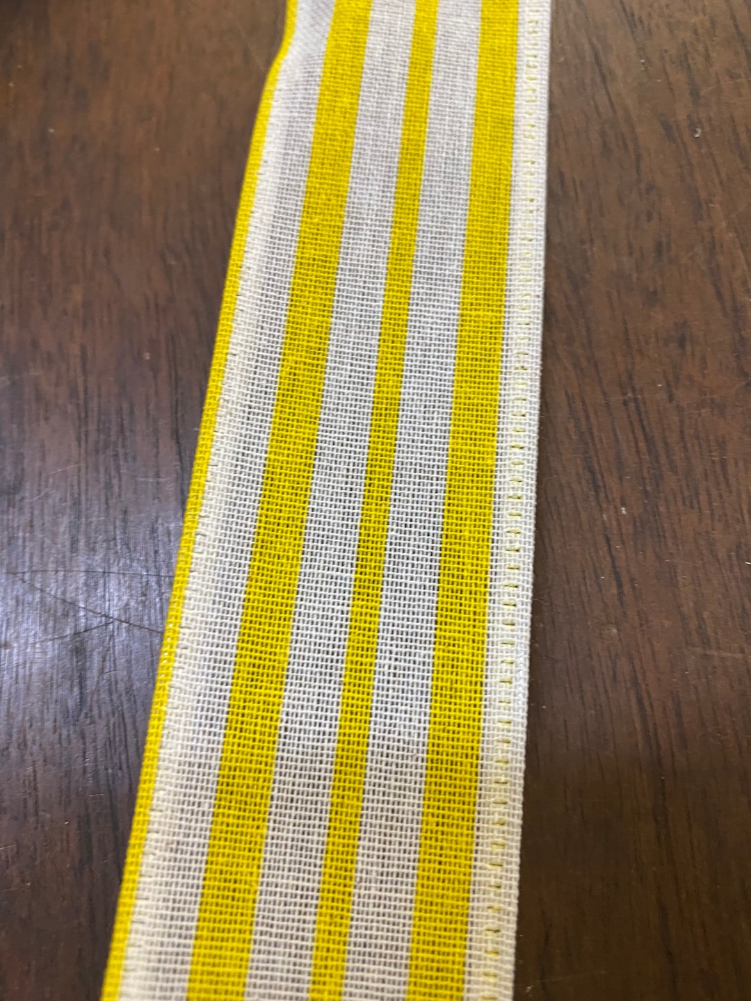 1.5”x10yd Wired Ribbon Yellow Stripe Ribbon, Canvas Ribbon, Yellow ...