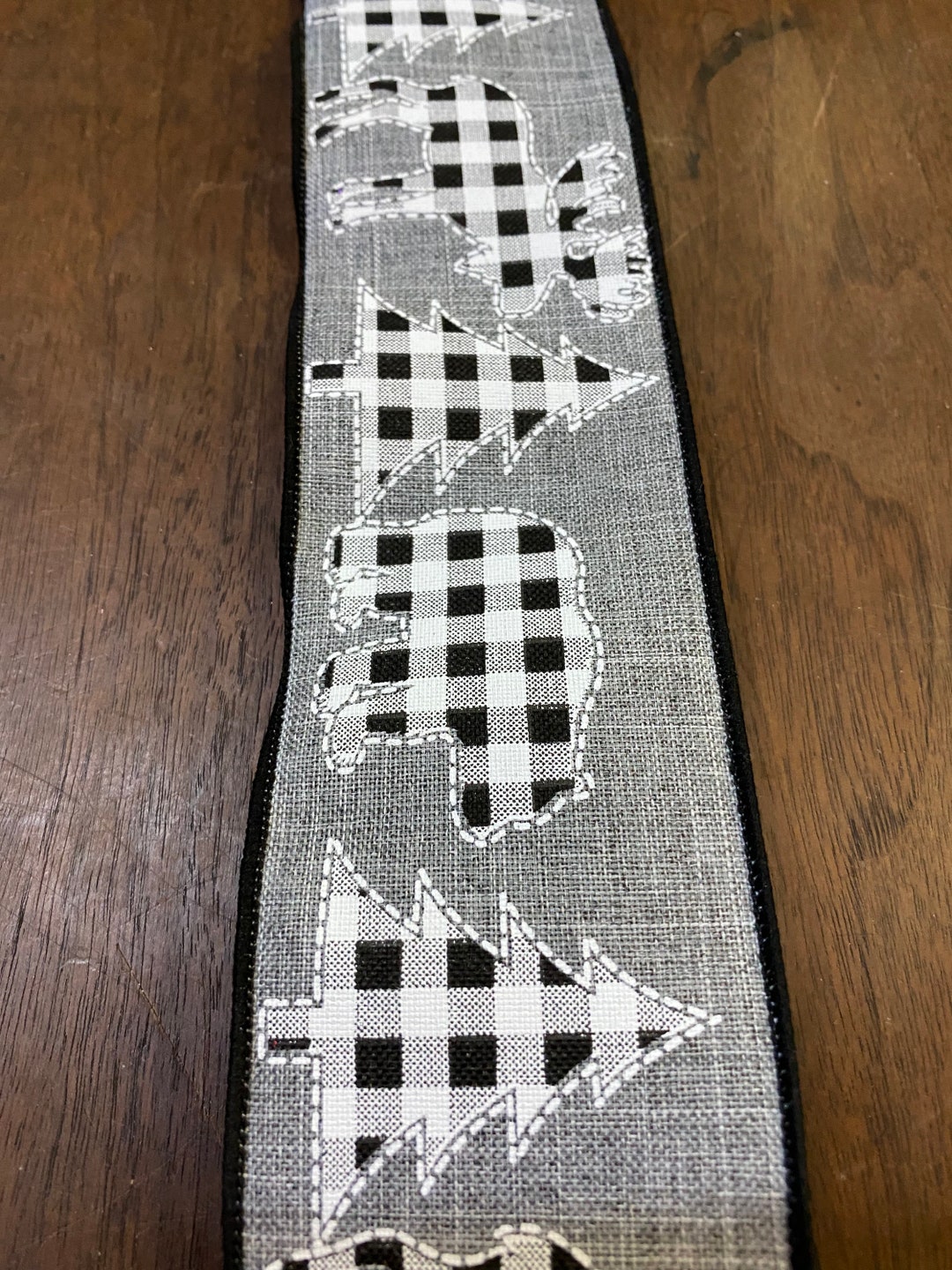 Buffalo Check Moose Bear Tree Black and White 2.5" Ribbon, Buffalo ...