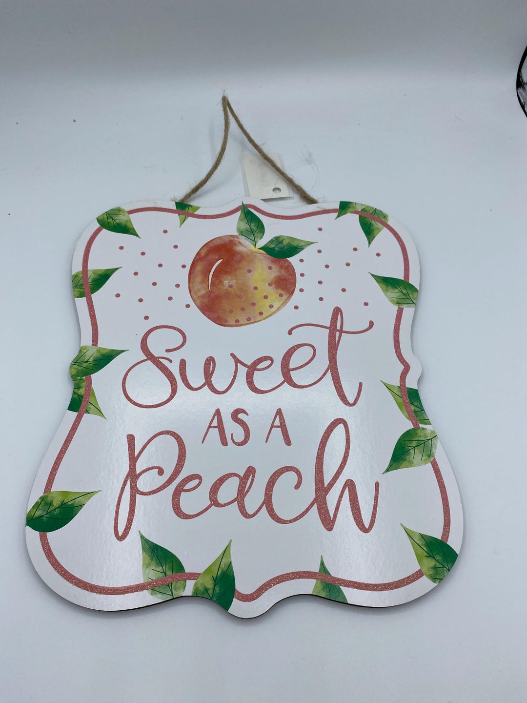 10.5"h X 9"l MDF "sweet as A Peach" Sign - Peach/green/iridescent ...