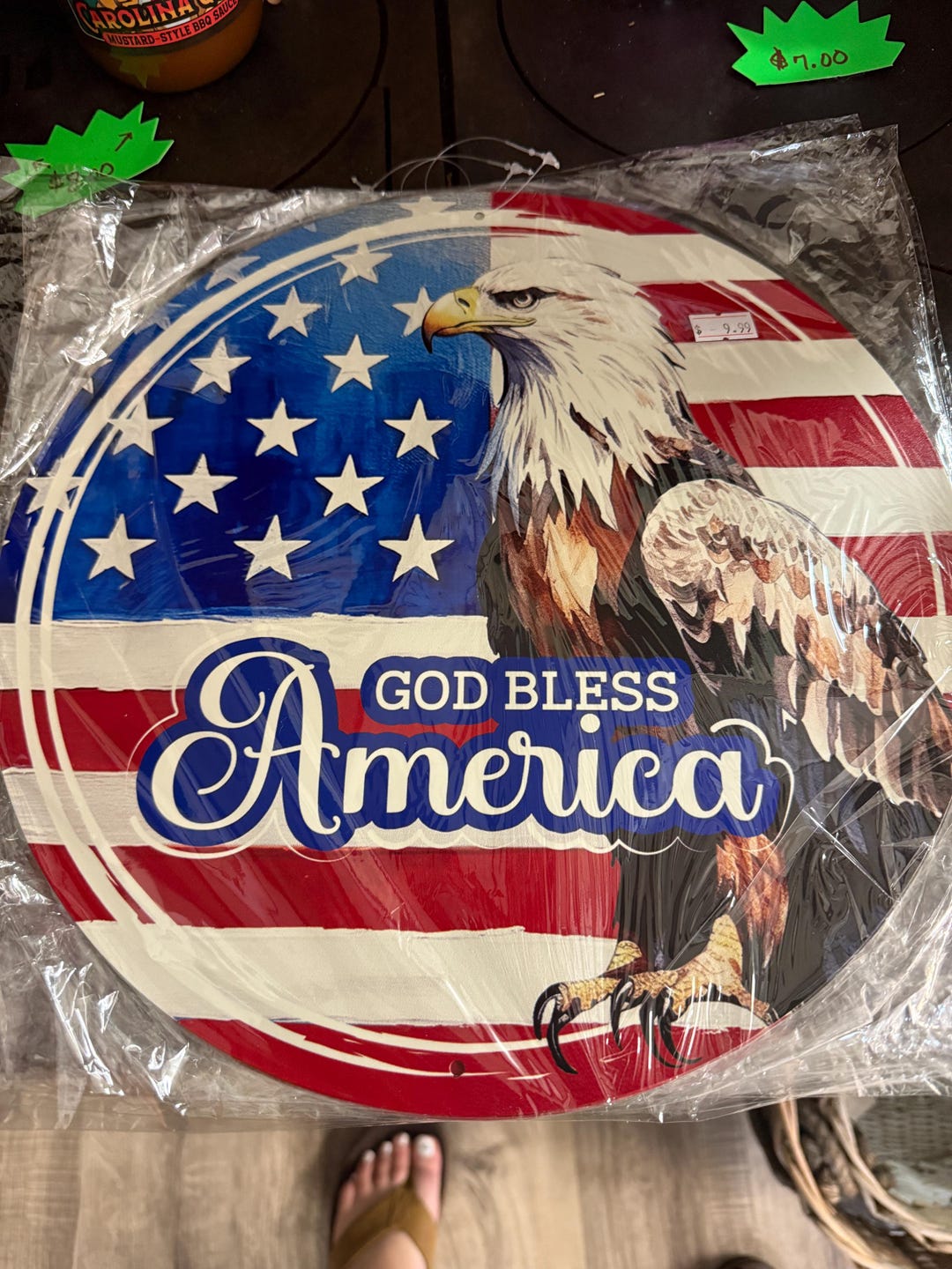 12"dia Metal God Bless America Sign W/eagle Red - White - Blue MD1572 ...