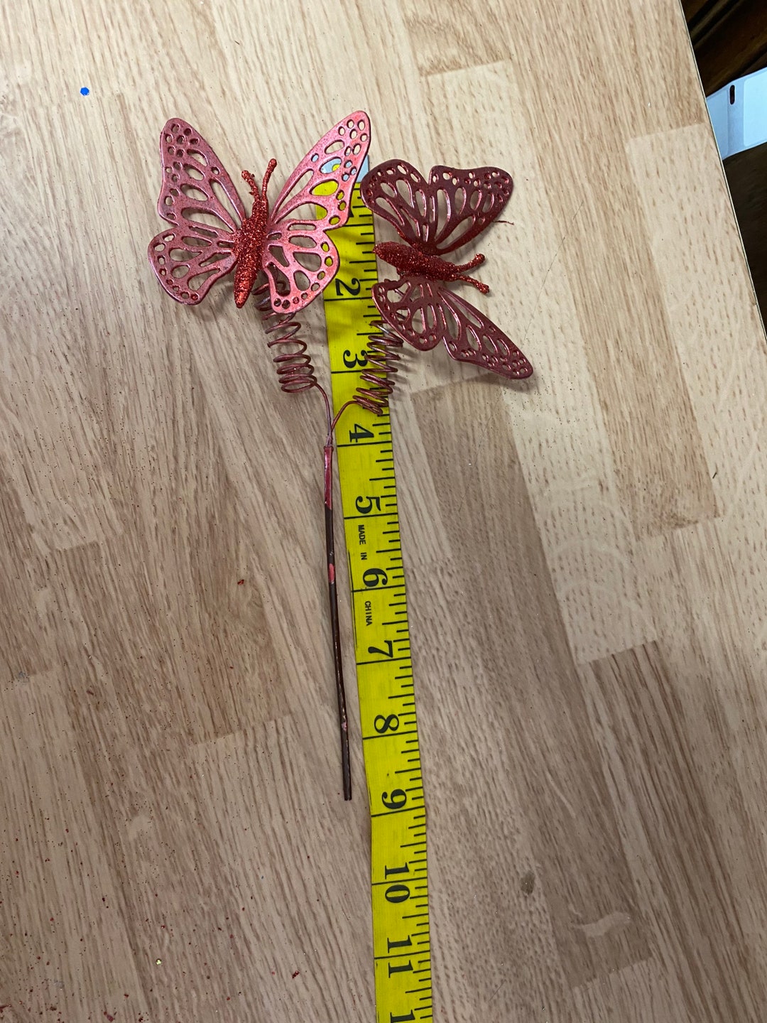 7” Red Glitter Butterfly Pick X2 - Etsy