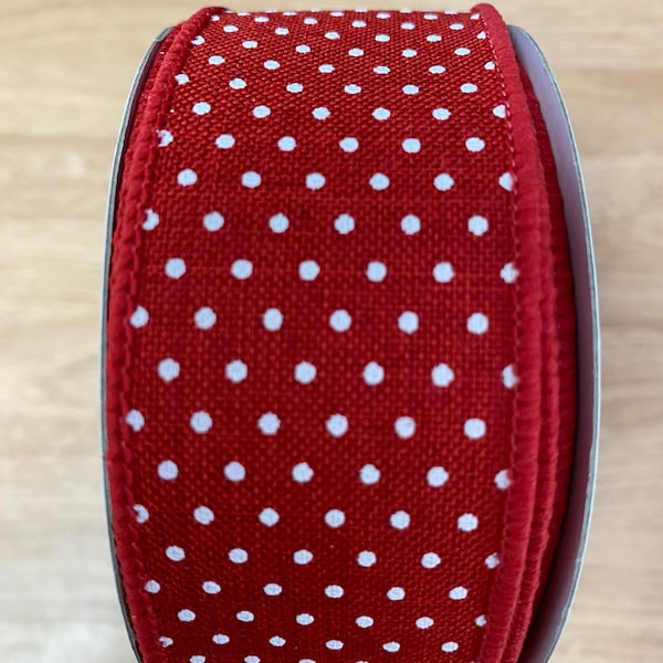Red Polka Dot Wired Ribbon - Etsy