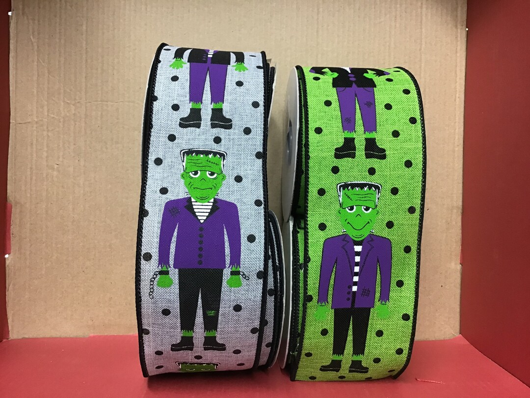 2.5”x10yd Monster Ribbon, Monster Print Ribbon, 2.5" Ribbon, Halloween ...