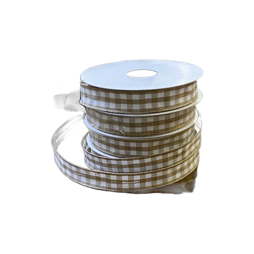 5/8” X 10yd Wired Classica Chex Ribbon - Tan/white RJ17203-15 - Etsy