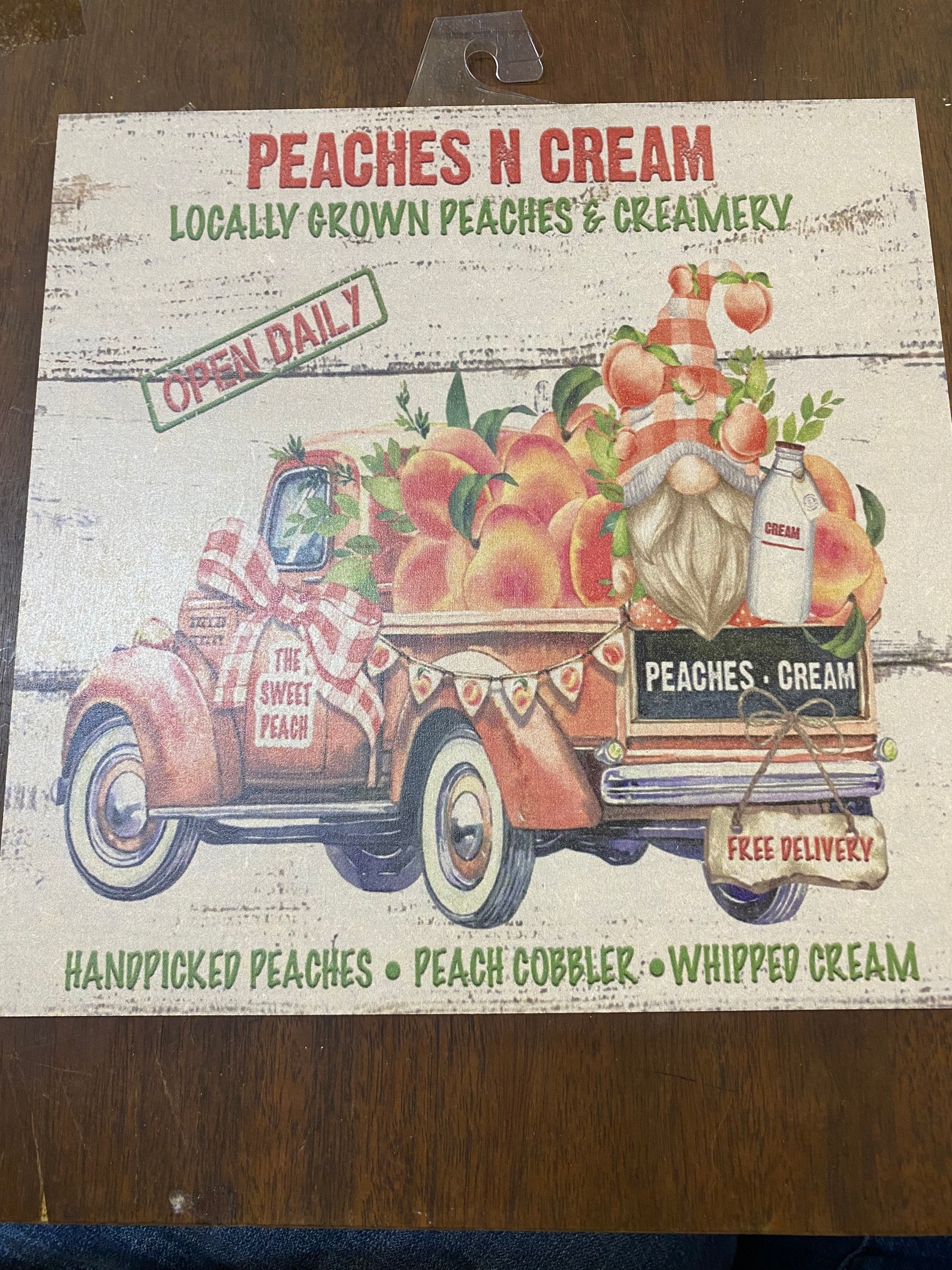 Peaches N Cream Sign Truck Sign Peaches Sign Gnome Sign - Etsy