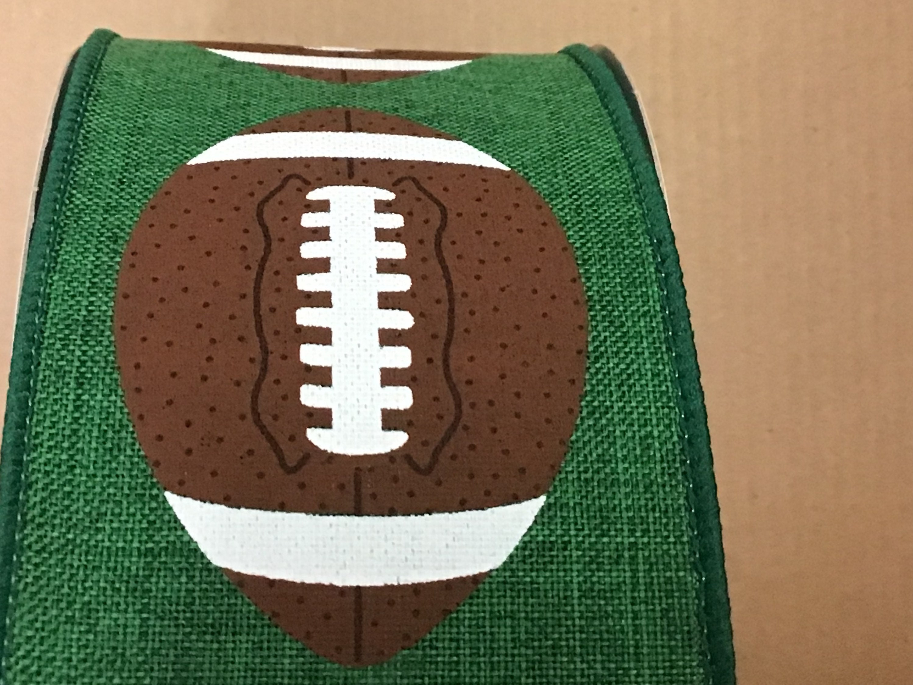 2.5x10yd Football Wired Ribbon Football Ribbon Wired - Etsy UK