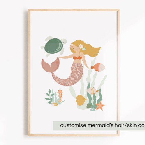 Mermaid Childrens Print Kids Ocean Wall Art Mermaid Bedroom - Etsy