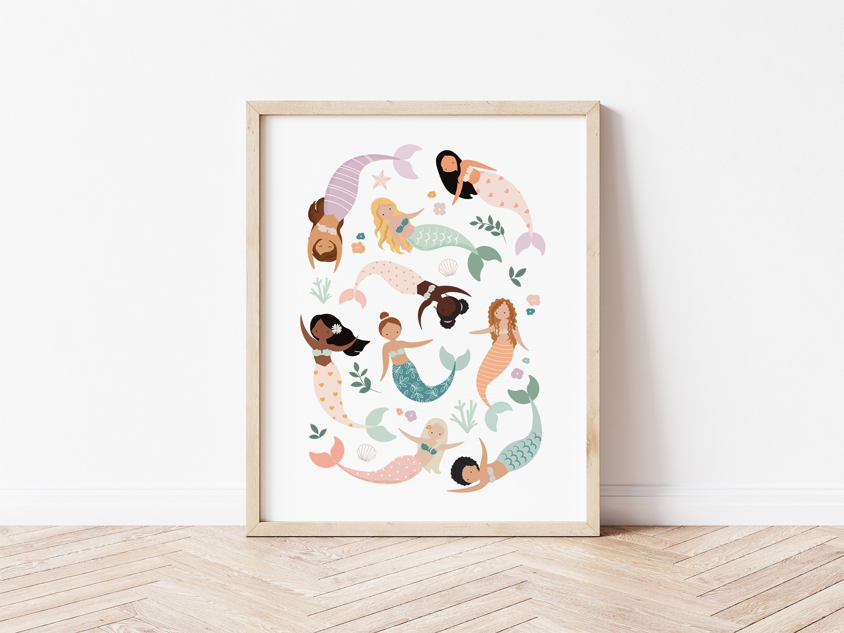 Mermaid Childrens Print Kids Ocean Wall Art Mermaid Bedroom - Etsy