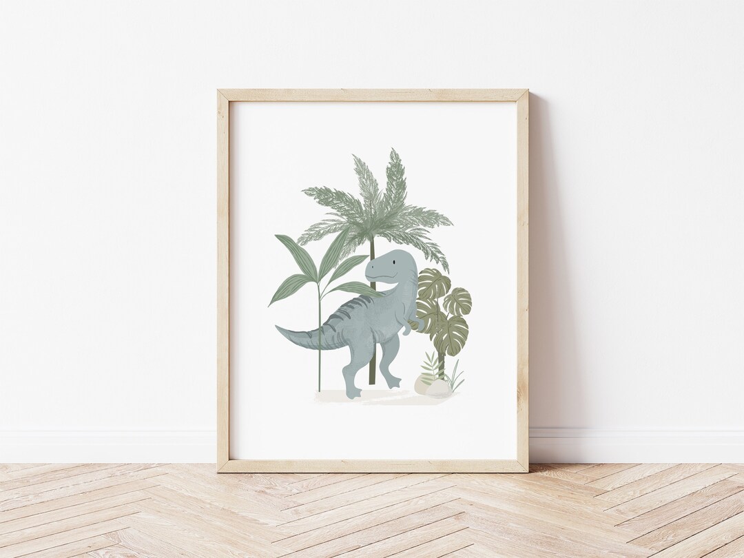 T-rex Dinosaur Wall Print, Pre-historic Bedroom Decor, Tyrannosaurus ...