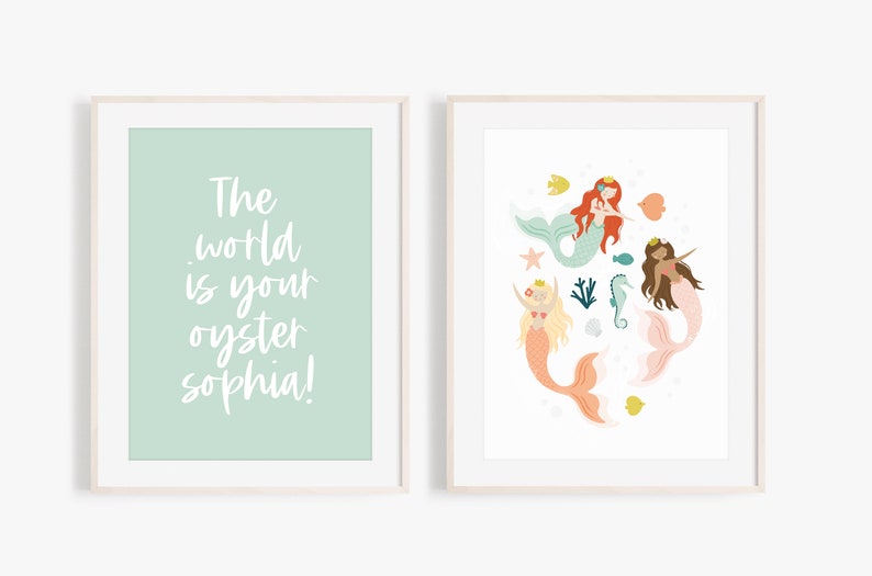 Lámina artística de la Princesa Sirena, decoración para la habitación ...