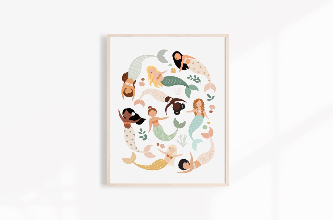Mermaid Childrens Print, Kids Ocean Wall Art, Mermaid Bedroom Decor ...