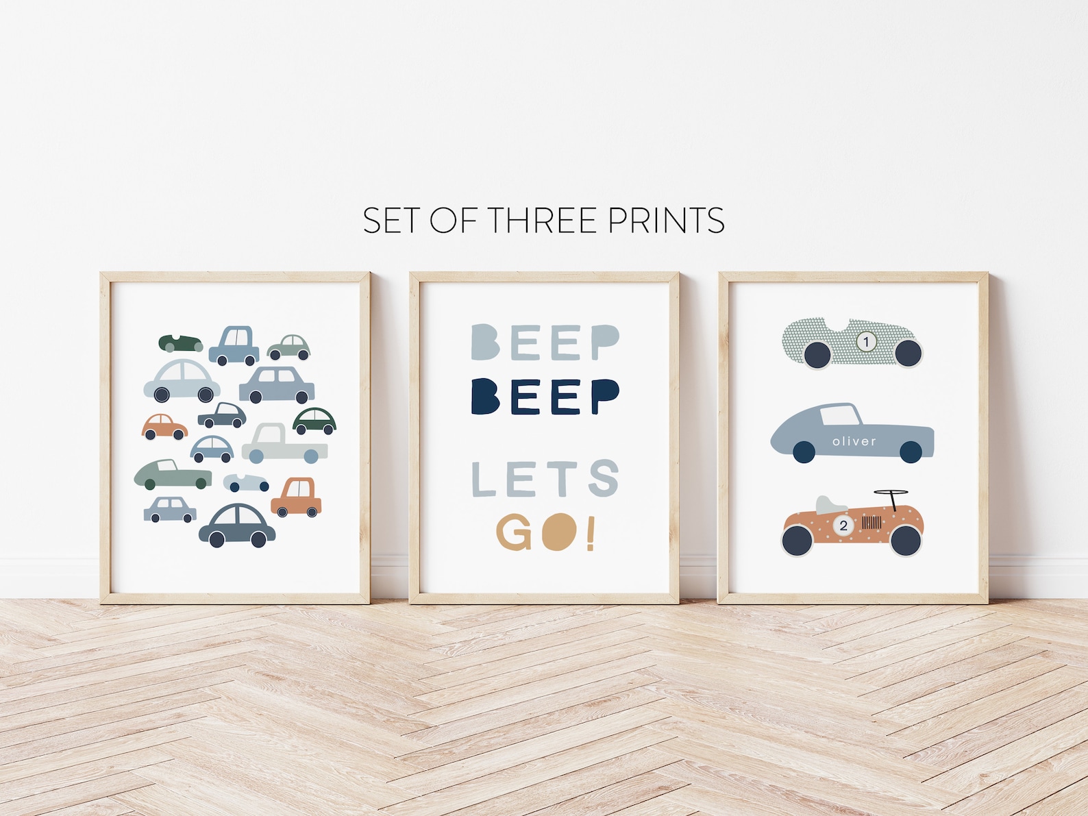 Set of 3 Personalised Car Nursery Prints Kids Vehicle Wall - Etsy UK