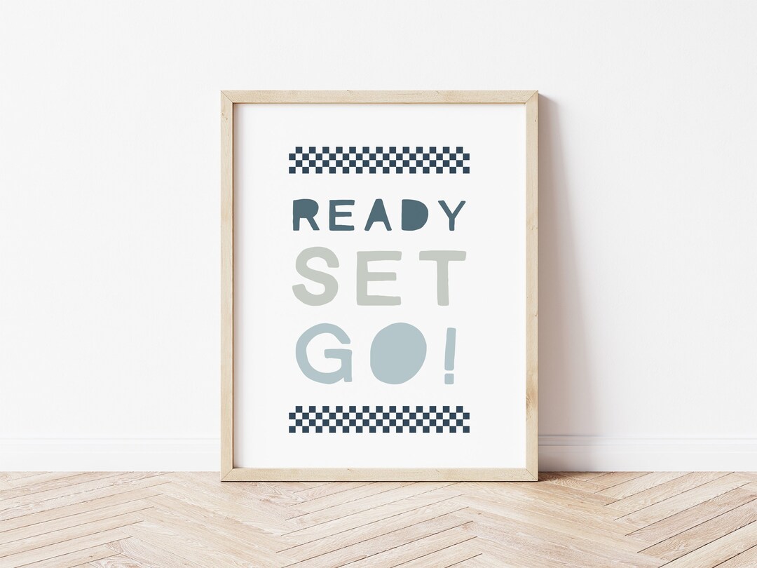 READY, SET, GO Car Nursery Prints, Kids Vehicle Wall Art, Transport ...
