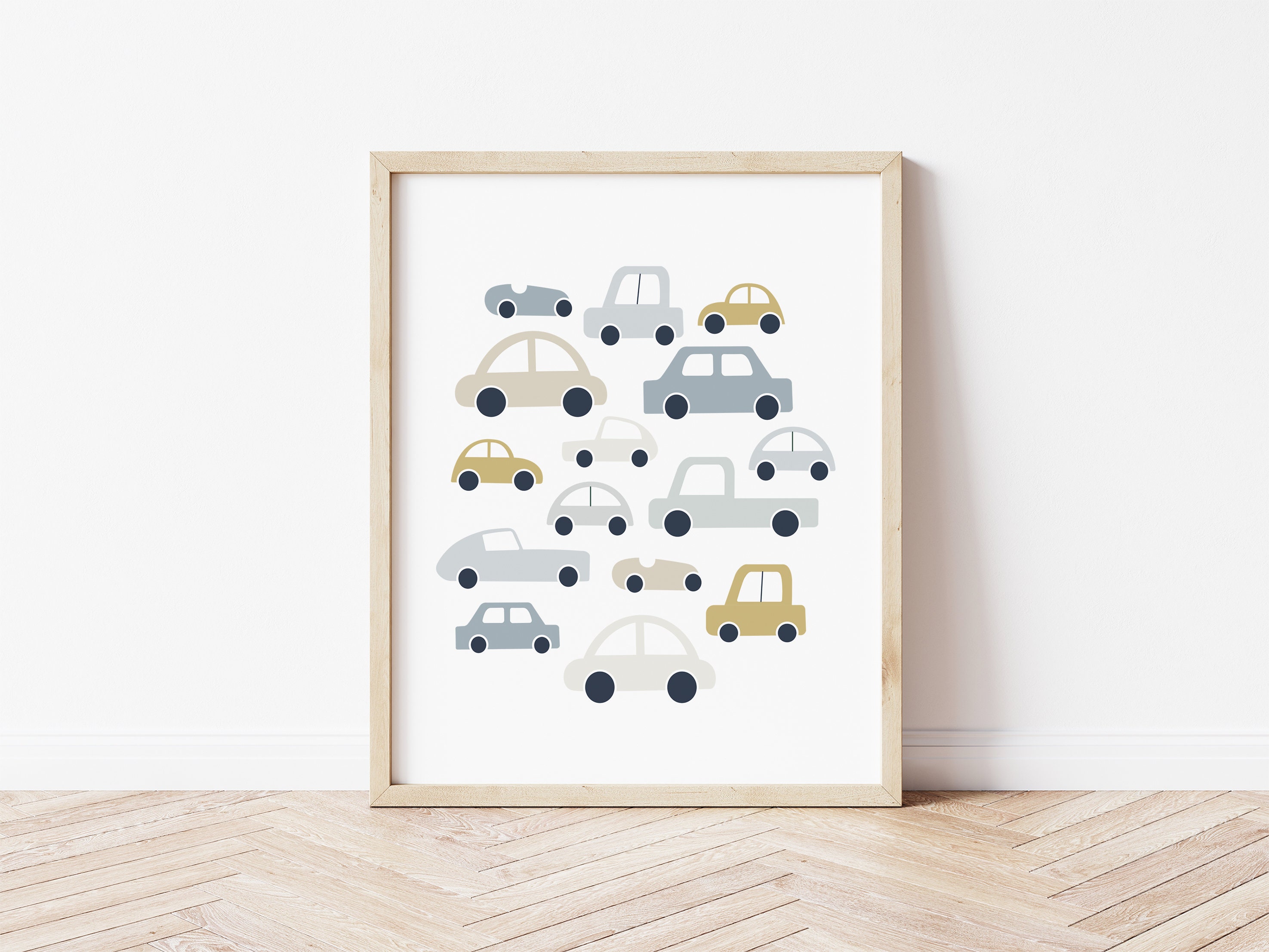 Set of 3 Personalised Neutral Car Nursery Prints, Kids Vehicle Wall Art ...